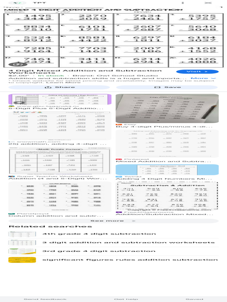 4 Digit Addition and Subtraction | PDF