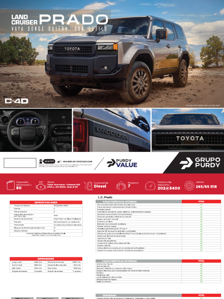Ficha Técnica - Land Cruiser Prado Pt62 2024 | PDF