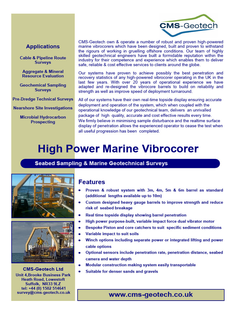 High Power Vibrocorer - CMS-Geotech 2014 | PDF | Geotechnical Engineering