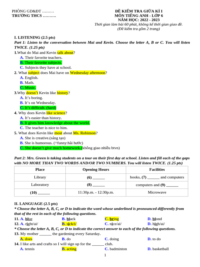 ĐỀ ÔN GK1 6 | PDF