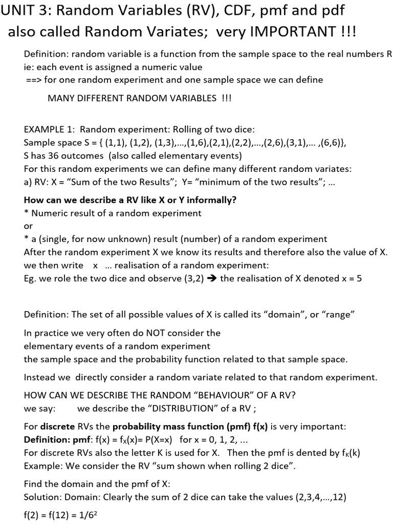 SlidesCourse_7_8_Oct | PDF | Probability Distribution | Random Variable