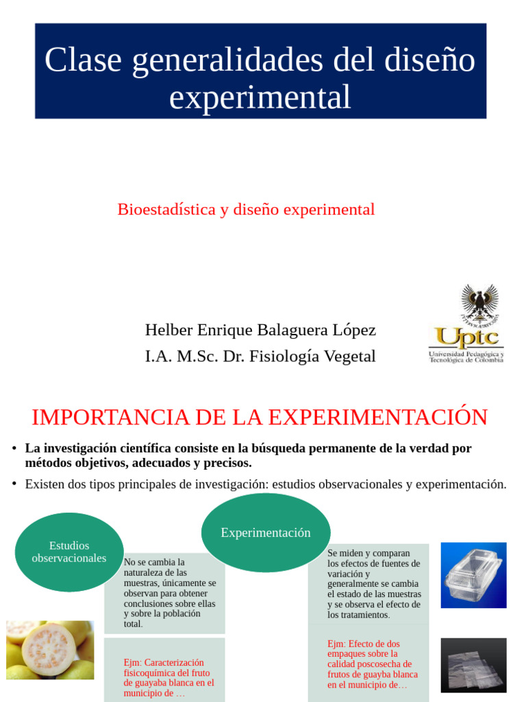 Clase 6 Generalidades Del Diseño Experimental IA | PDF | Experimentar | Diseño de experimentos