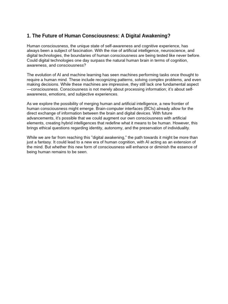 Future of Human Consciousness and AI | PDF