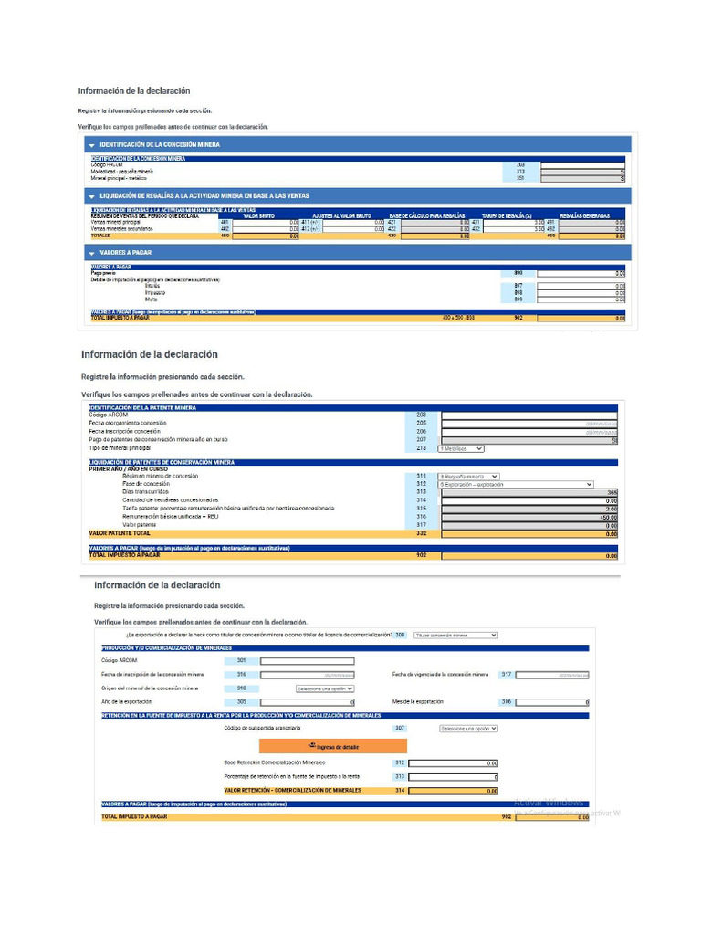 Formulario de Las Actividades Mineras | PDF