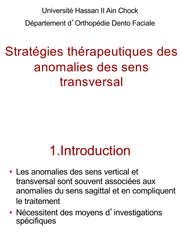 Anomalies du sens transversal en orthodontie | PDF | Anatomie humaine ...