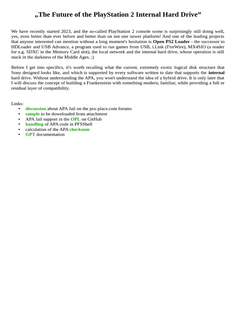 The Future of The PS2 Internal Hard Drive (2023!05!22) | PDF | File ...