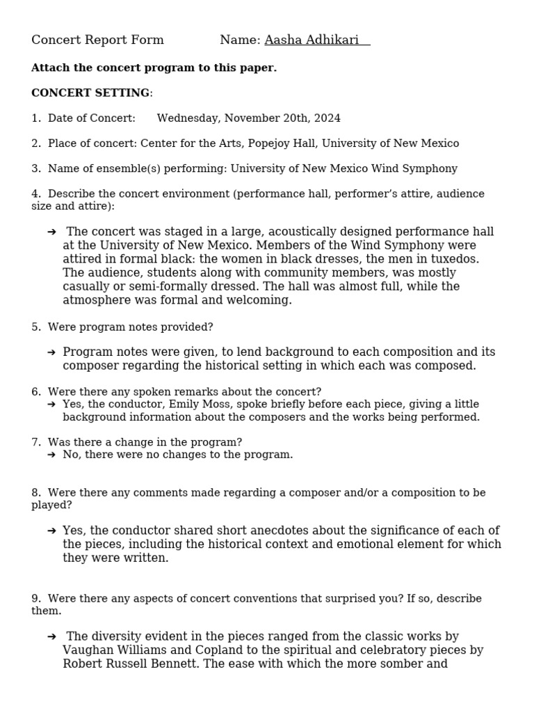 Music 1130 Concert Report Form | PDF | Tempo | Symphony