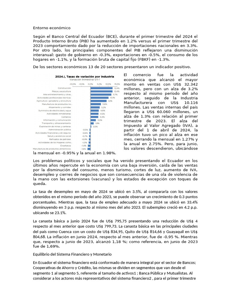 PIB de Ecuador en 2024: Análisis y Proyecciones | PDF | Producto ...