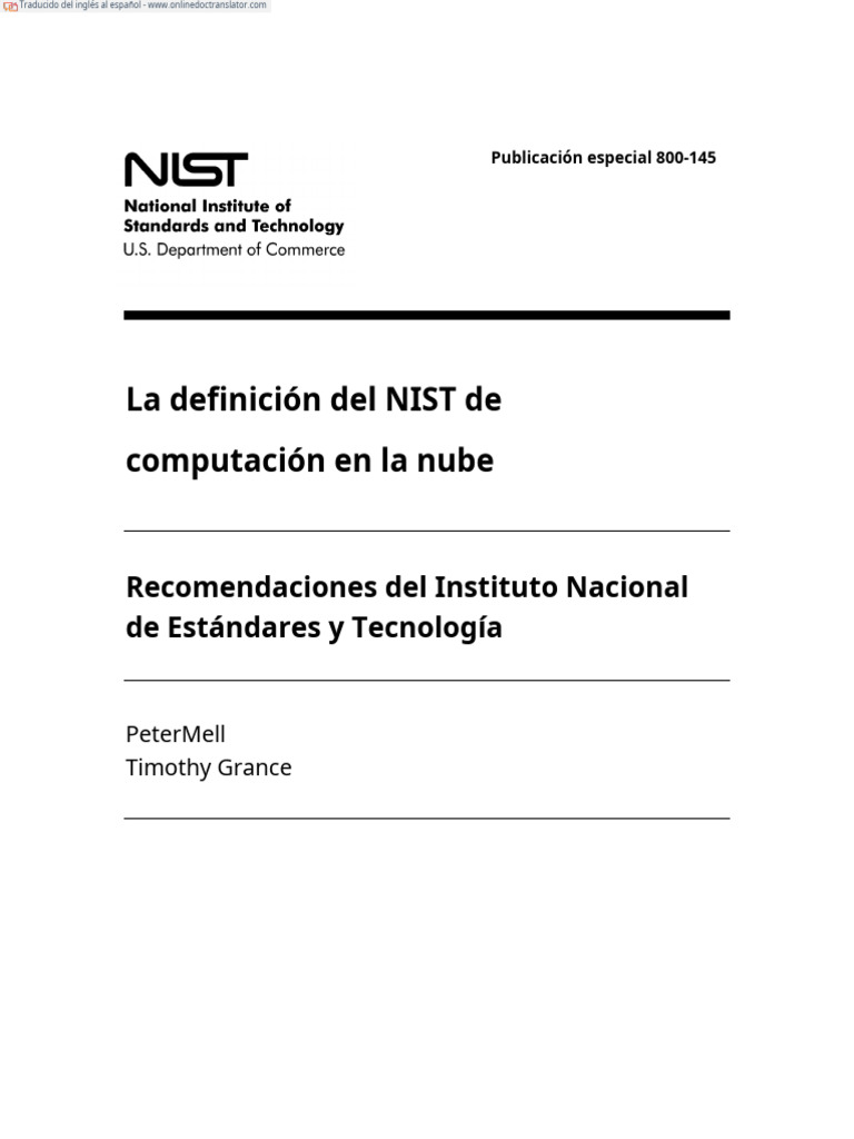 NIST Definition of Cloud Computing Special Publication 800-145.en - Es ...