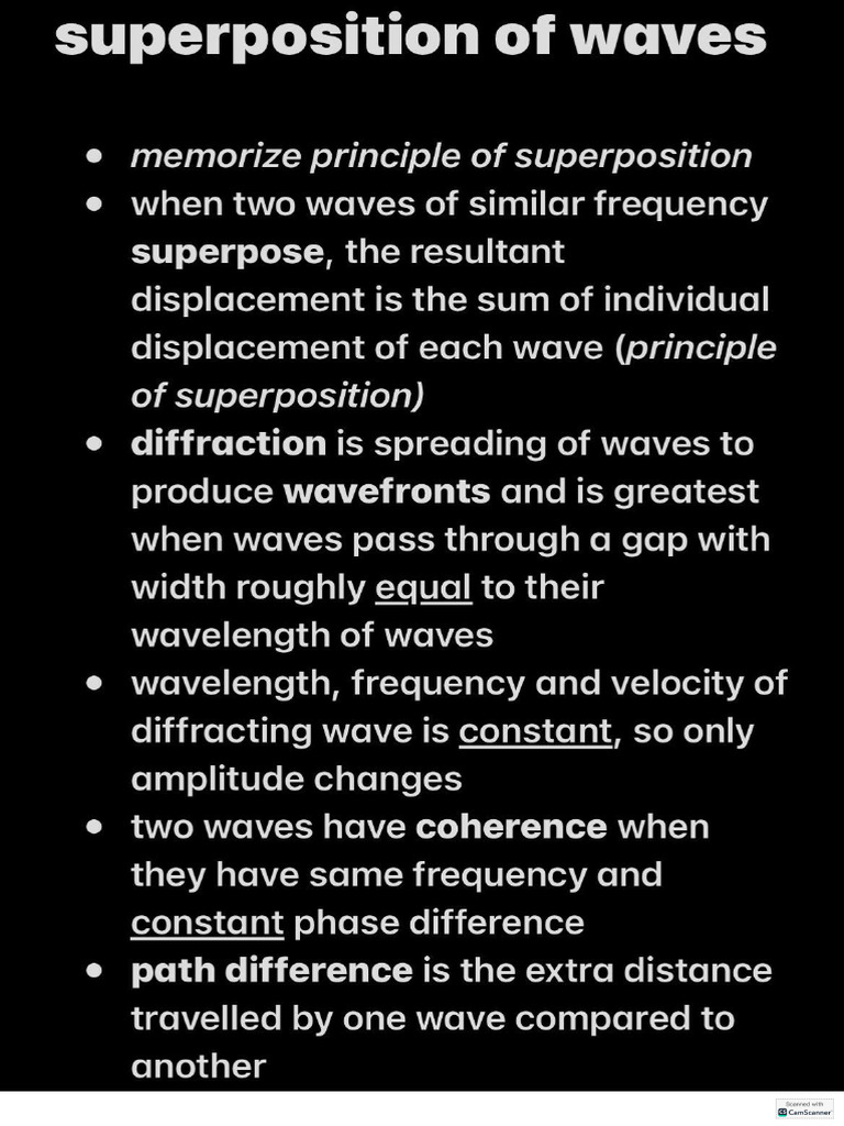 Superposition of Waves Notes Physics As 9702 | PDF