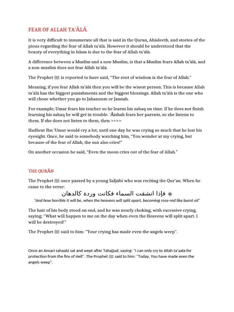 Fear of Allah | PDF | God In Islam | Muhammad
