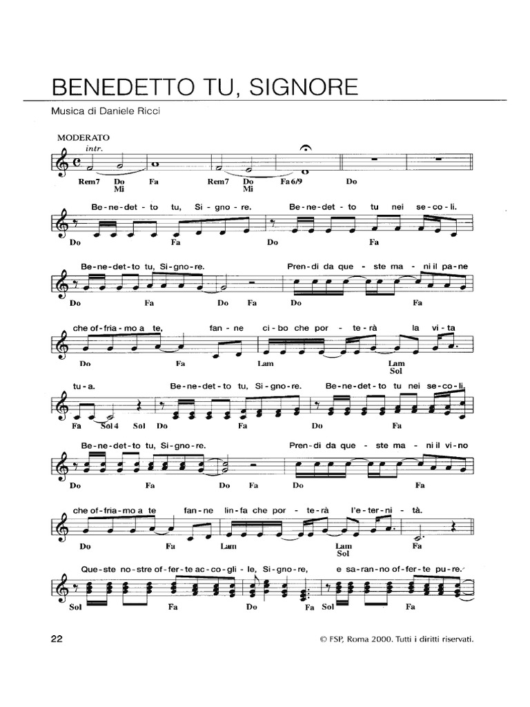 Benedetto Tu Signore Spartito | PDF