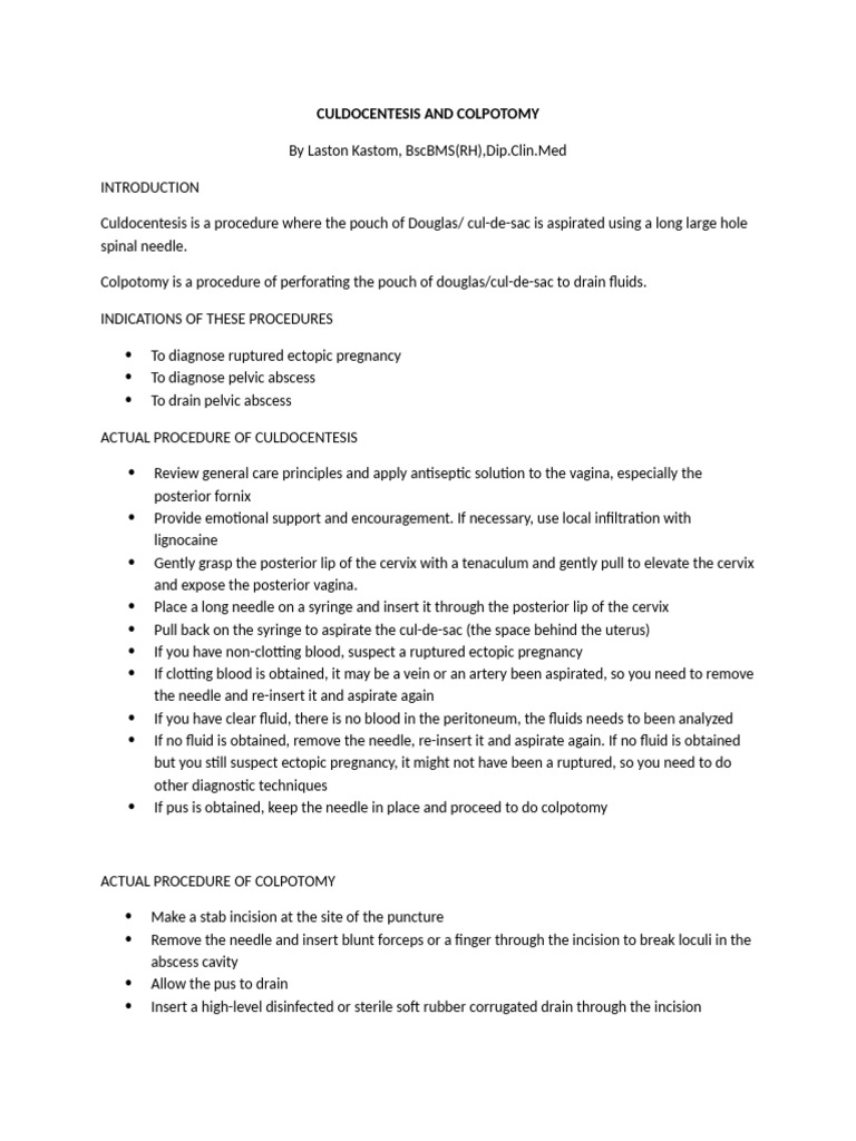 11 Culdocentesis and Colpotomy | PDF | Self-Improvement | Wellness