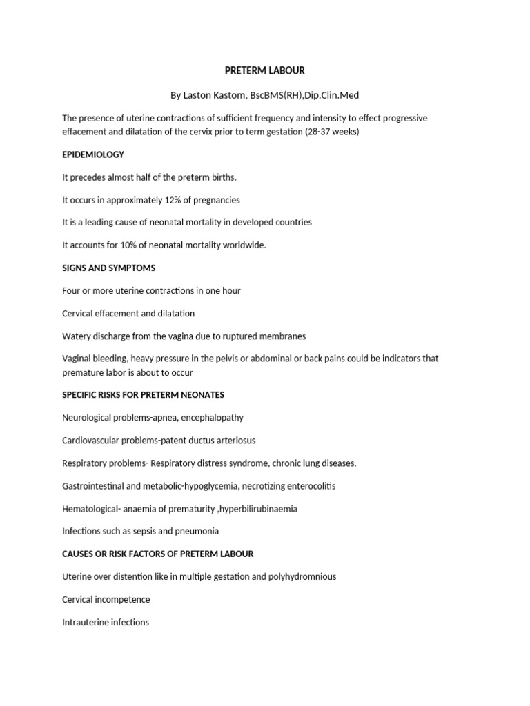 Management of Preterm Labour | PDF | Preterm Birth | Childbirth