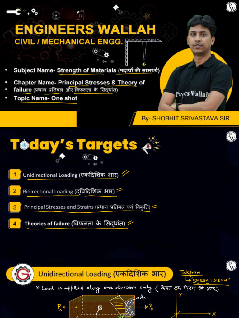 Principal Stresses & Theory of Failure - Class Notes | PDF