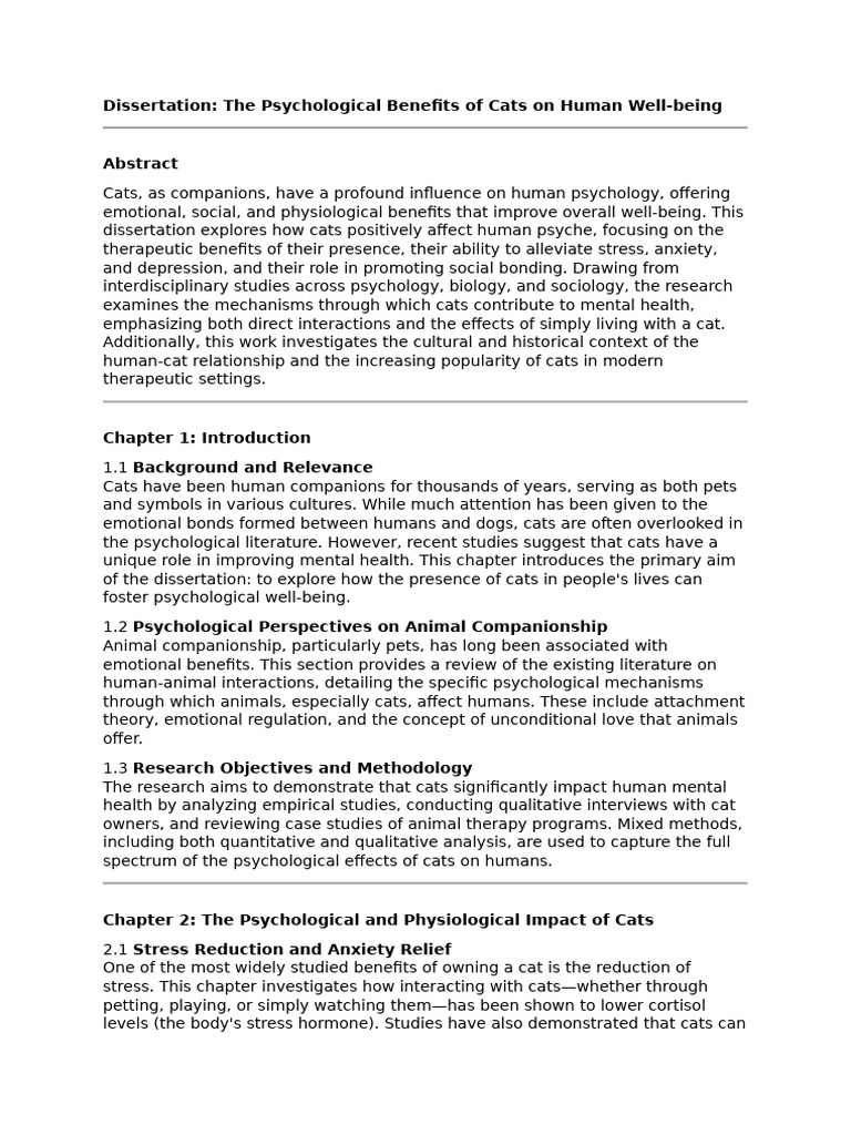 Psychological Benefits of Cats | PDF | Pet | Psychology