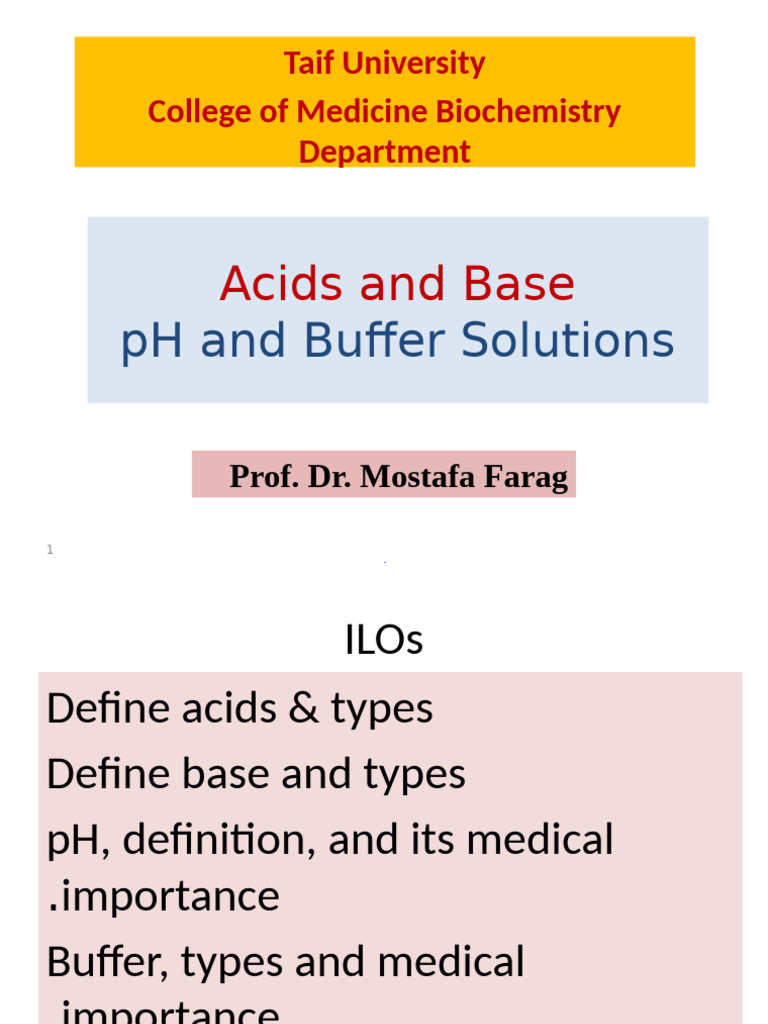 Acid Base-pH and Buffer - Mostafa 2022 | PDF | Ph | Acid