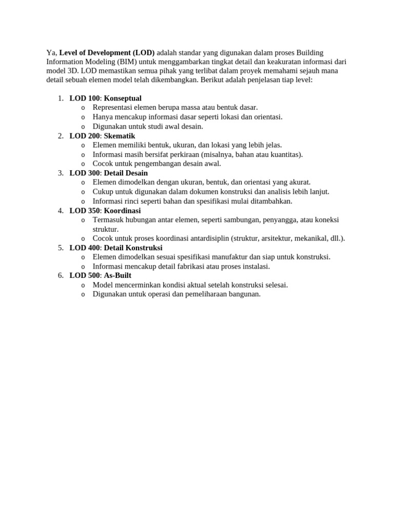 LOD (Level of Development) | PDF