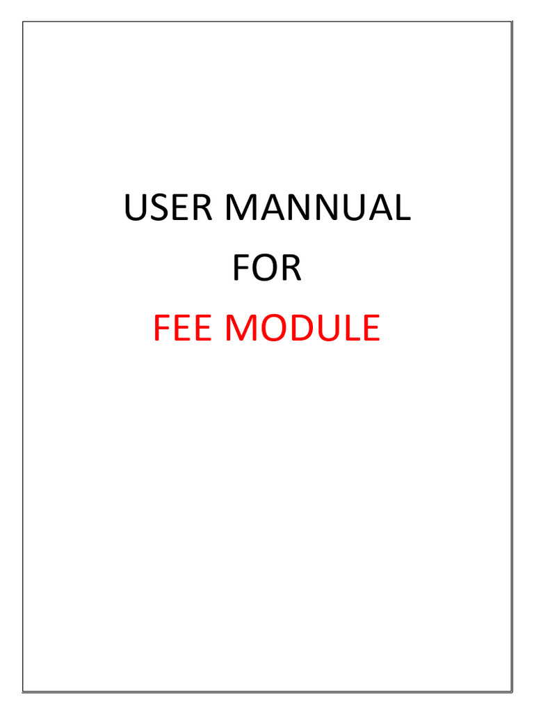 User Mannual For Fee Module | PDF