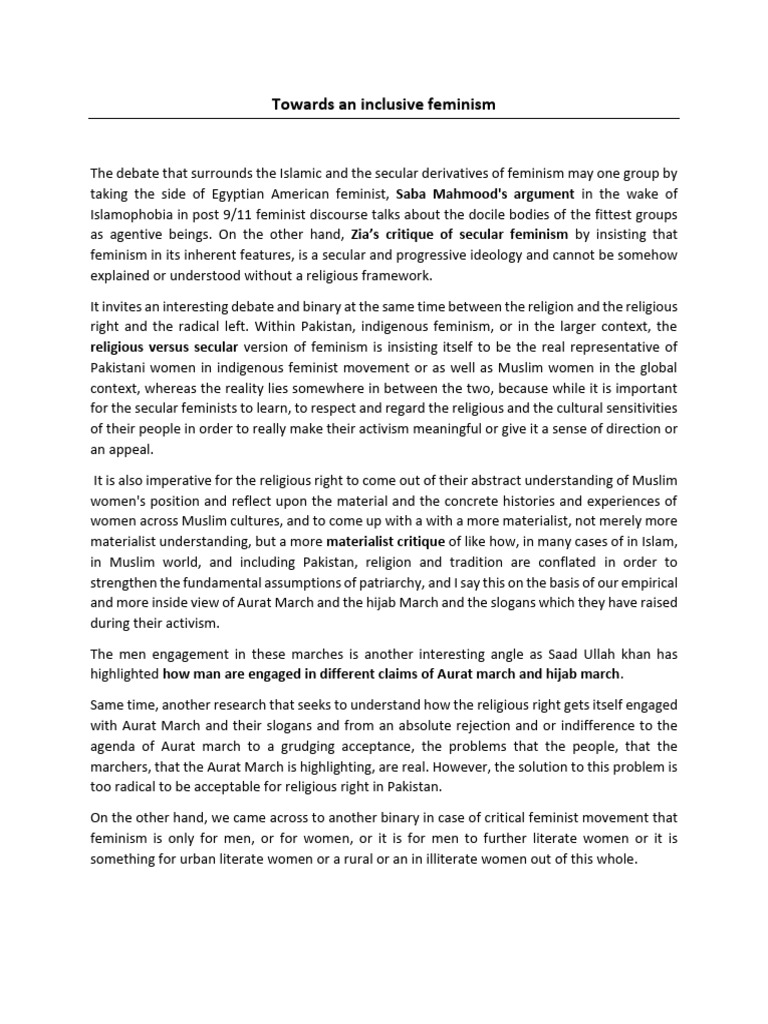 Towards An Inclusive Feminism | PDF | Gender Studies | Feminism