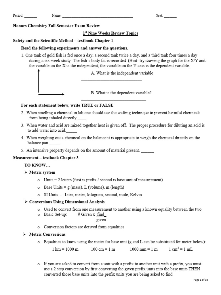 2022-23 REVIEW Fall Semester REVIEW | PDF | Chemical Polarity ...