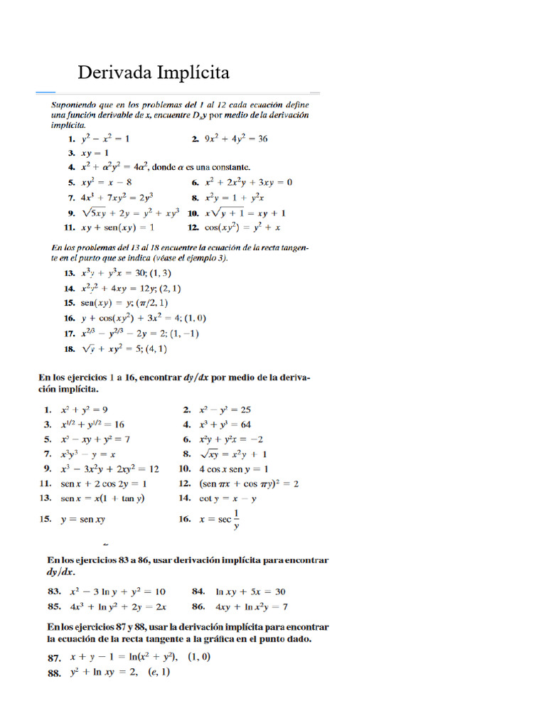 Derivada Implícita Practica | PDF
