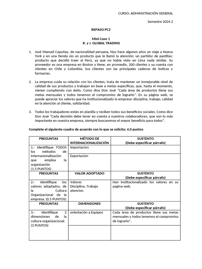 Enunciados Repaso PC2 03 MINI CASOS | PDF | Business | Responsabilidad social corporativa