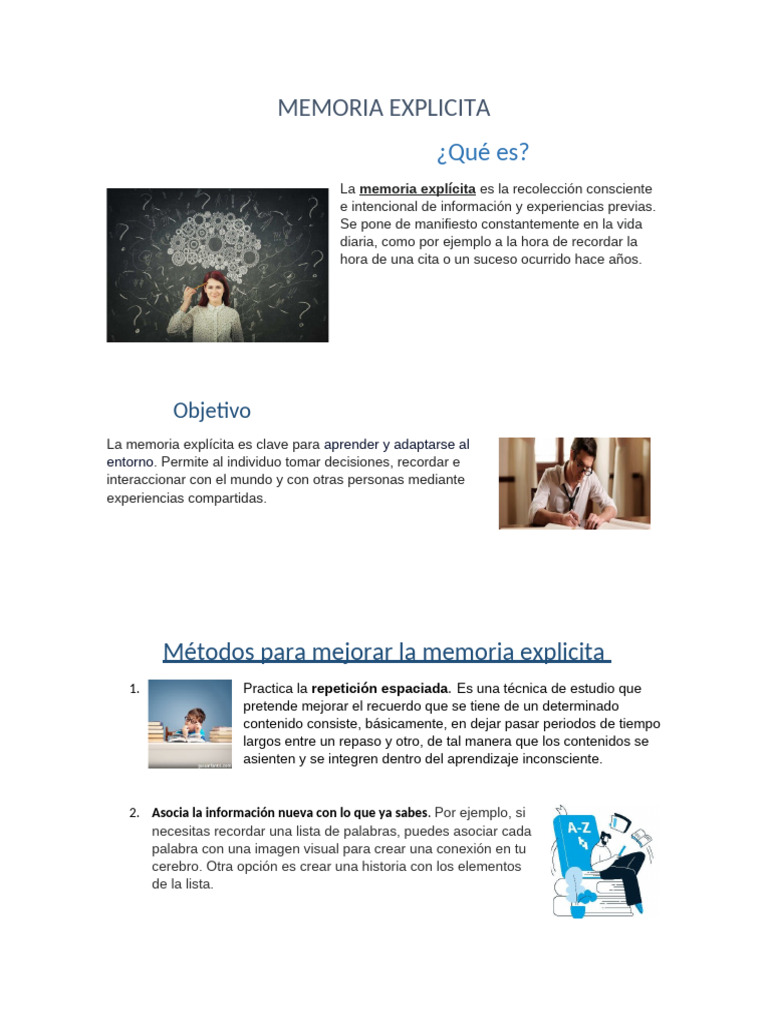 Mejora de la Memoria Explícita | PDF | Memoria | Aprendizaje
