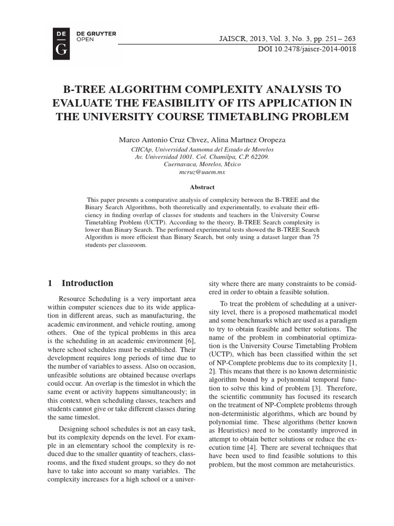 B Tree Algorithm Complexity Analysi Pdf Computational Complexity 0741