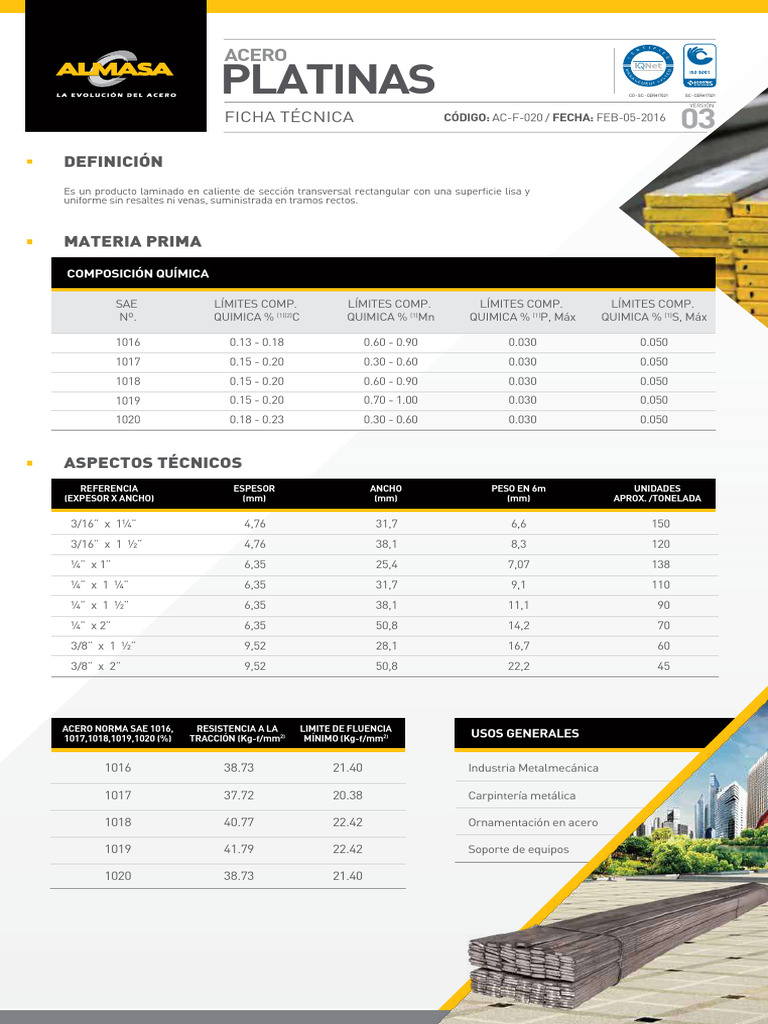 Platinas Peso | PDF | Materiales