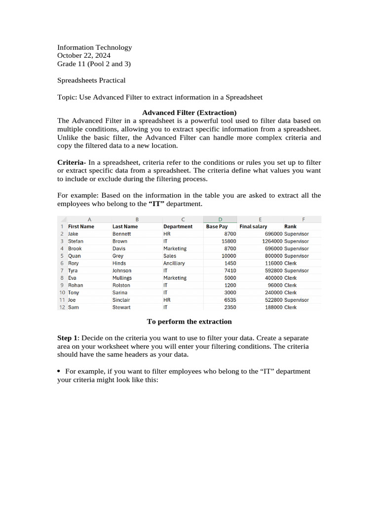 Advanced Filter for Data Extraction | PDF | Computers | Technology & Engineering