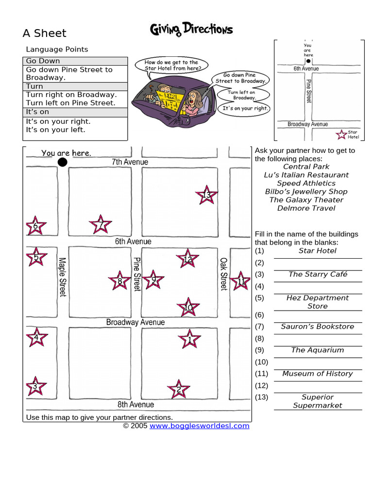 Directions and Landmarks Practice Guide | PDF
