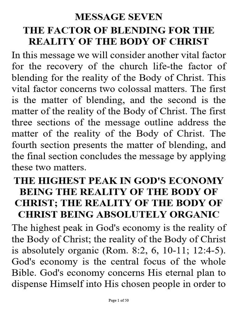 The Factor of Blending - Larger Font | PDF | Paul The Apostle | Epistle ...