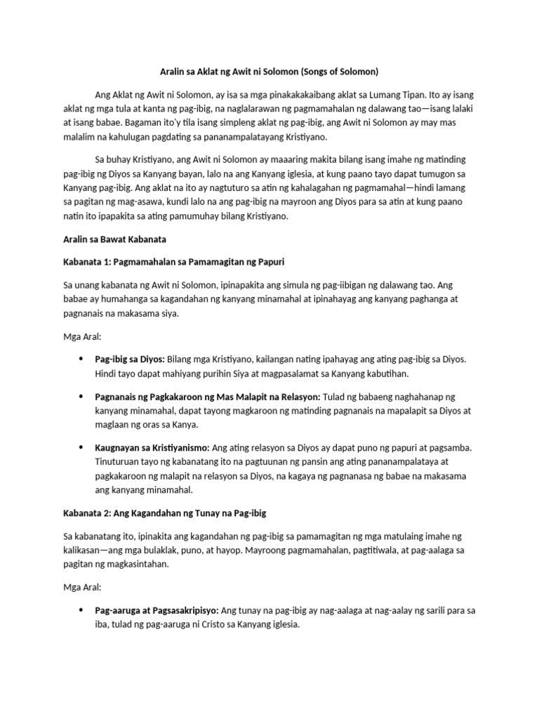 Awit Ni Solomon | PDF