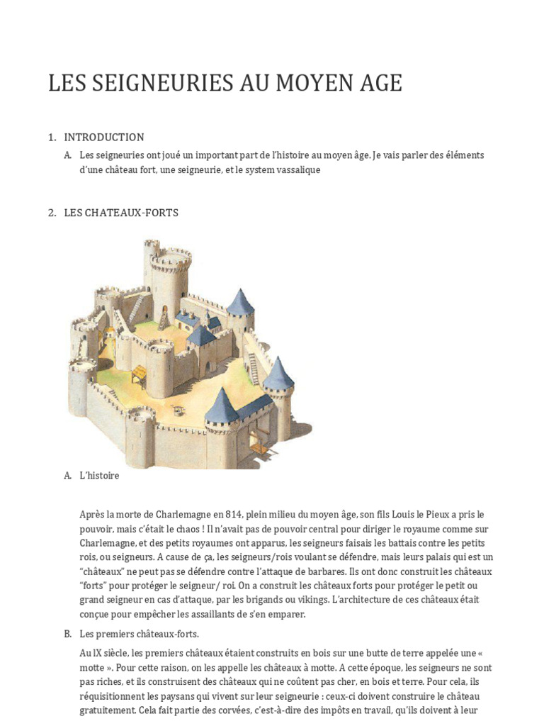 Les Seigneuries au Moyen Âge | PDF | Servage | Château