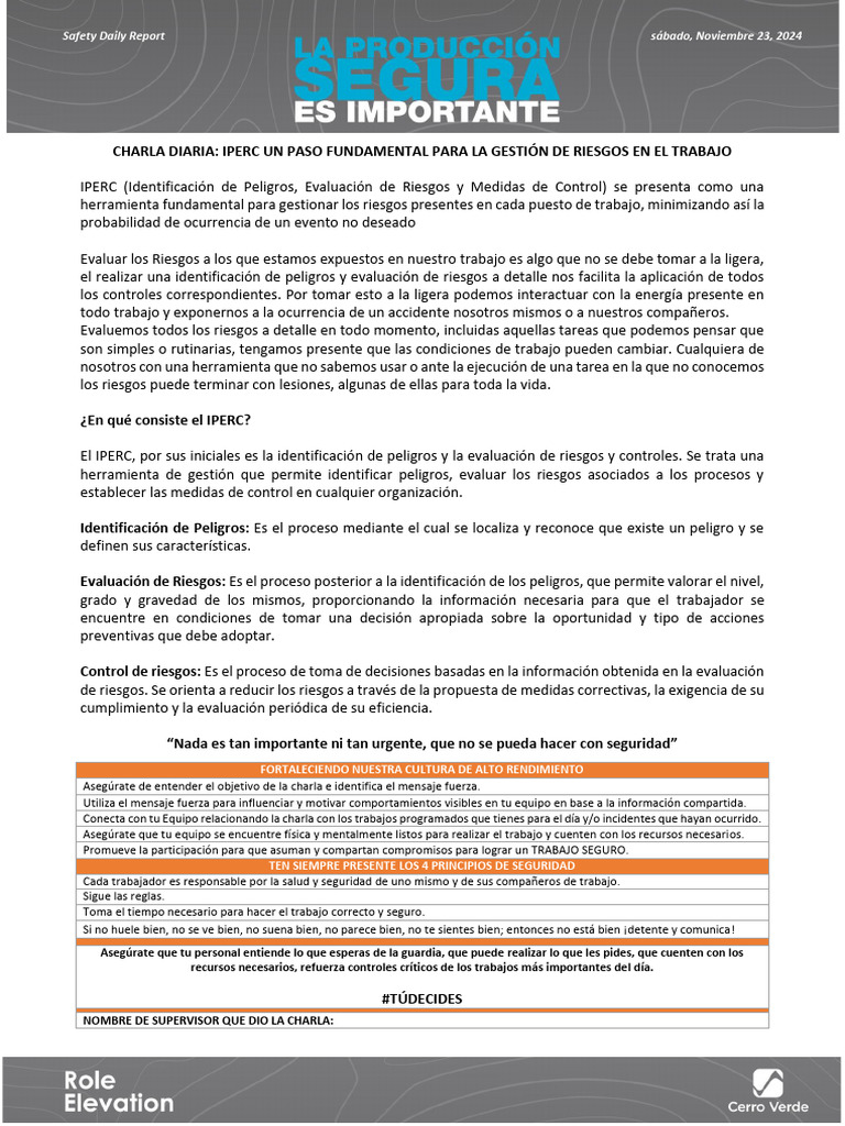 Reporte Diario 23-11-2024 | PDF | Riesgo | Evaluación