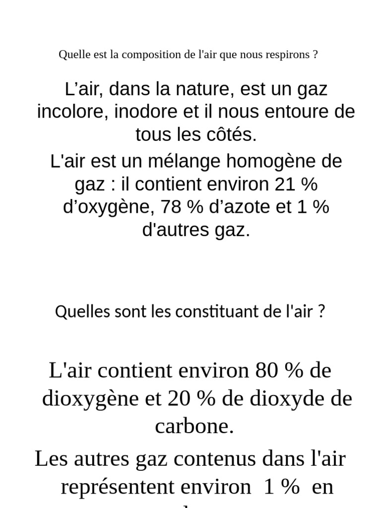 Composition de l'air que nous respirons | PDF | Atmosphère de la Terre ...