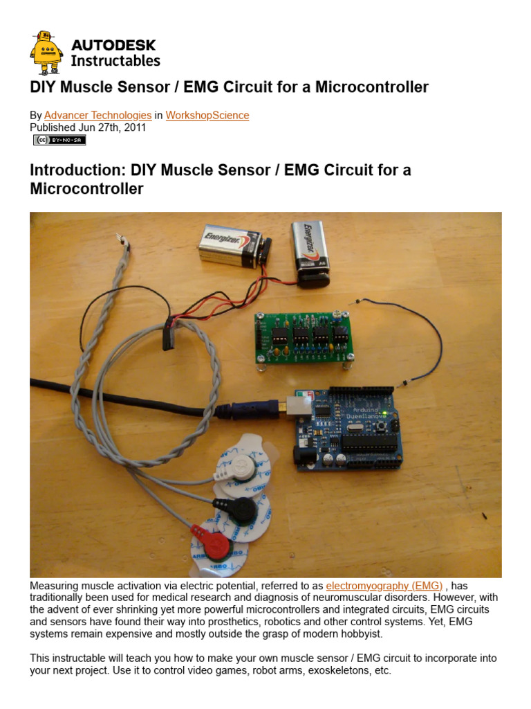 DIY Muscle Sensor - EMG Circuit For A Microcontroller - 13 Steps (With ...