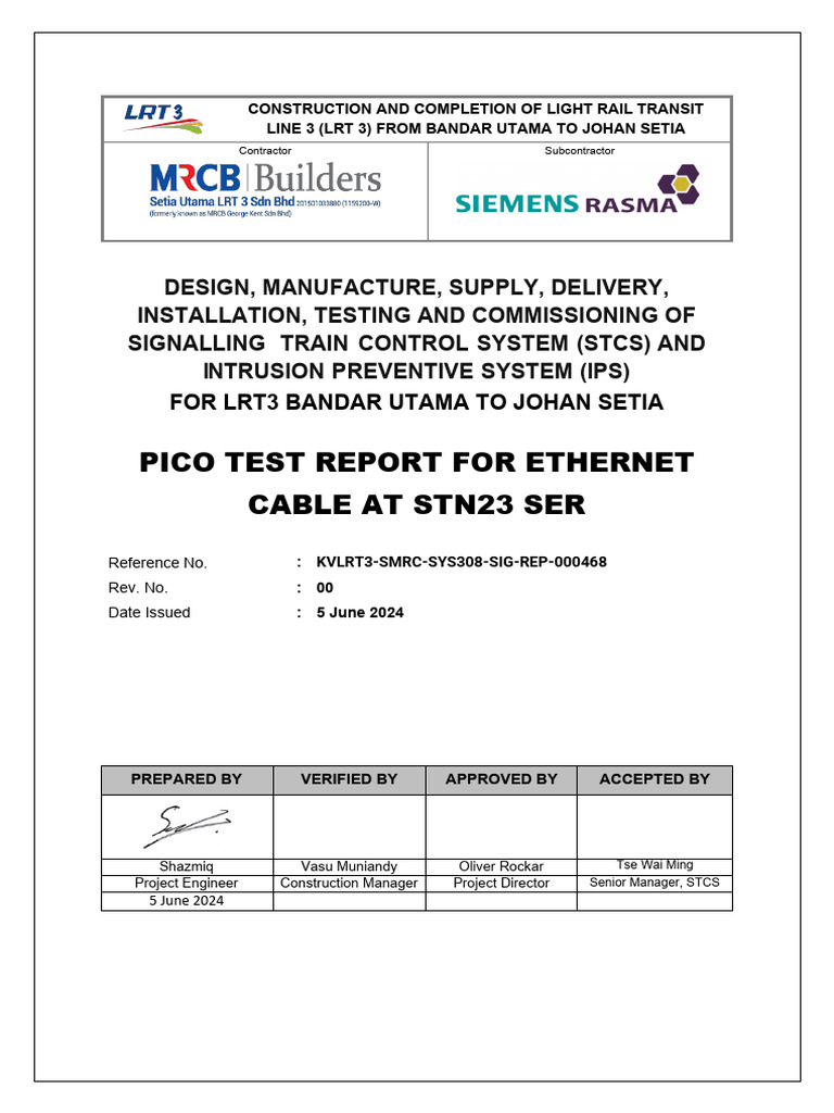 PICO Test Report For Ethernet Cable at STN23 SER | PDF | Optical Fiber ...