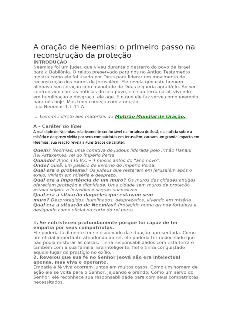 A Oração de Neemias | PDF | Oração | Deus