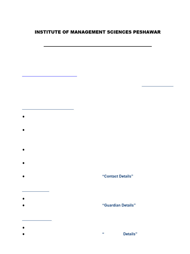 Imsciences Peshawar Online Admission Guide Pdf University And