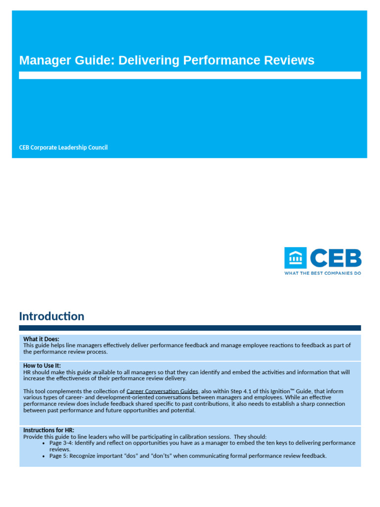 4.1 Manager Guide To Delivering Performance Reviews | PDF | Performance ...