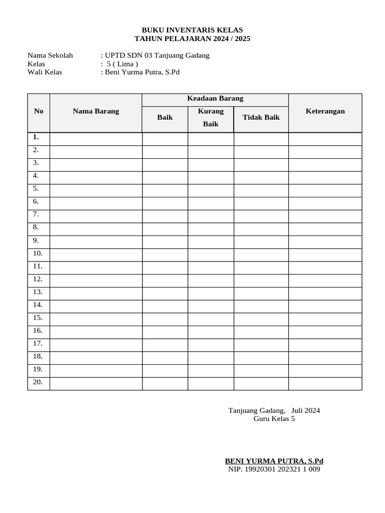 Buku Inventaris Barang | PDF