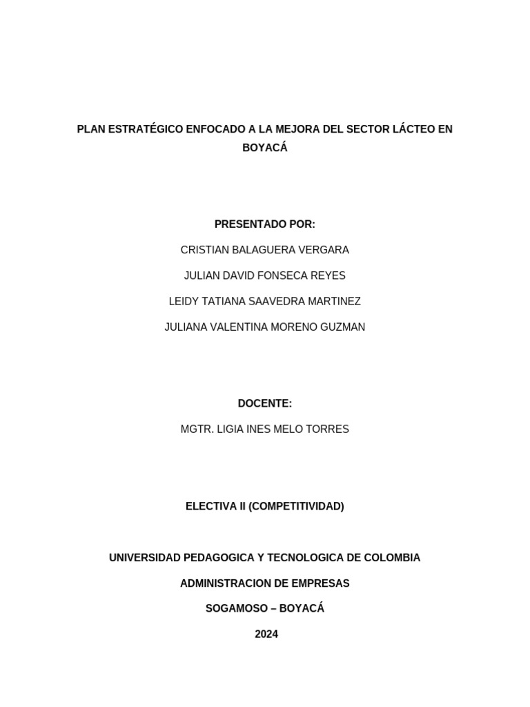 Plan Estrategico Sector Lacteo en Boyacá | PDF | Business | Sustentabilidad