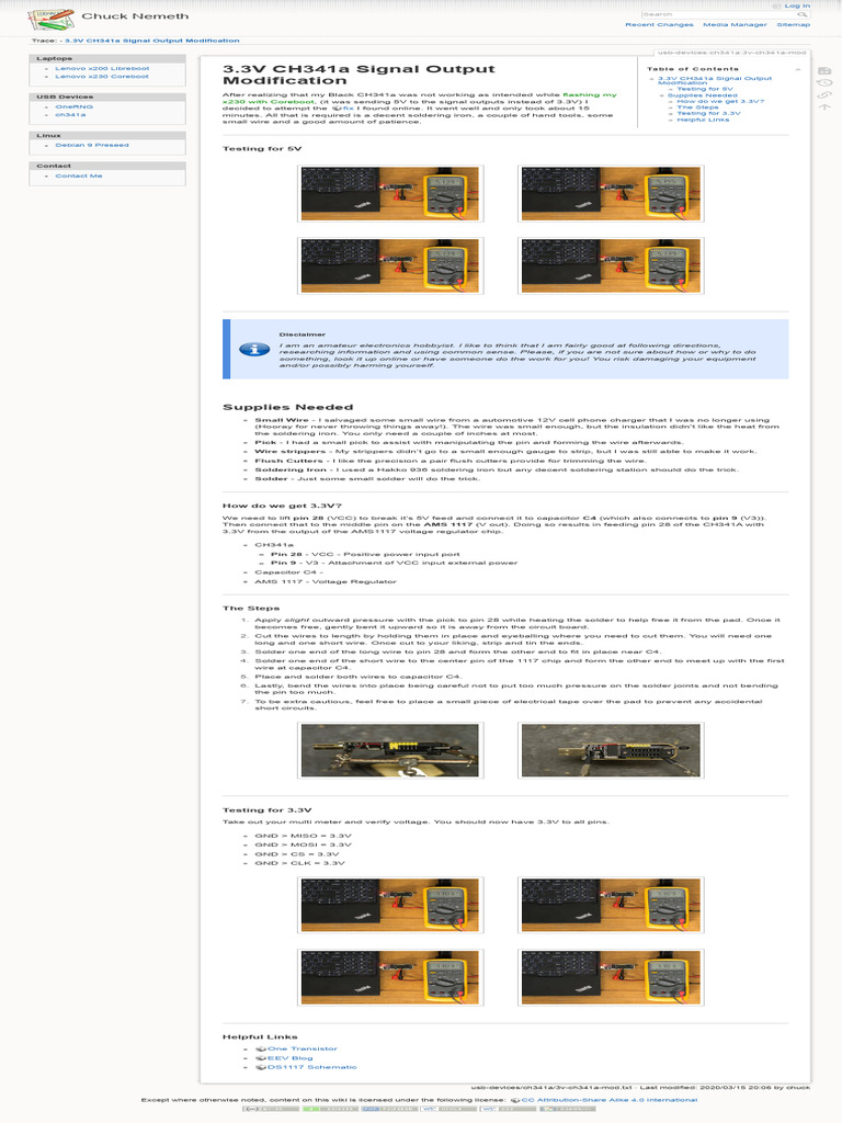 3.3V CH341a Signal Output Modification (Chuck Nemeth) | PDF | Soldering | Capacitor
