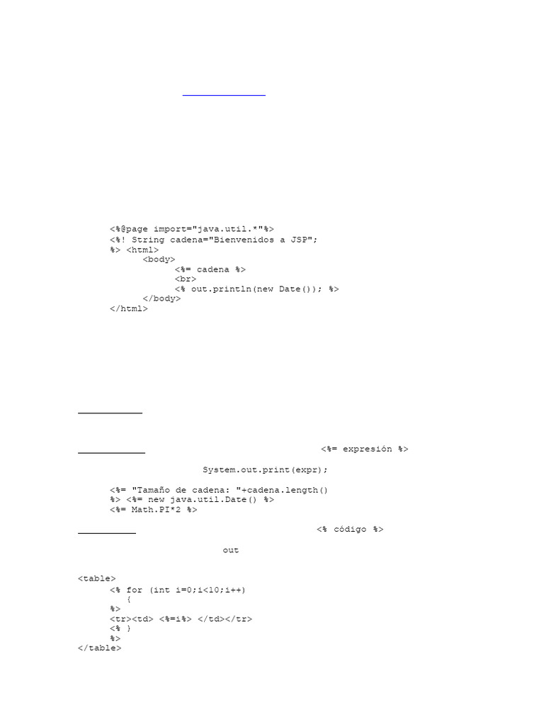 Guía Completa de JavaServer Pages | PDF | Java (lenguaje de ...