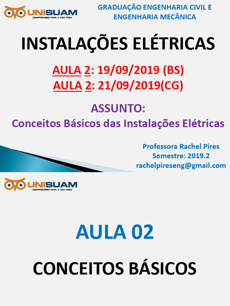 Aula 2 - Conceitos Básicos Das Instalacoes Eletricas | PDF | Corrente elétrica | Potência (Física)