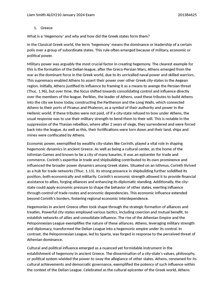 Algy210 Exam | PDF | Roman Empire | Ancient Greece