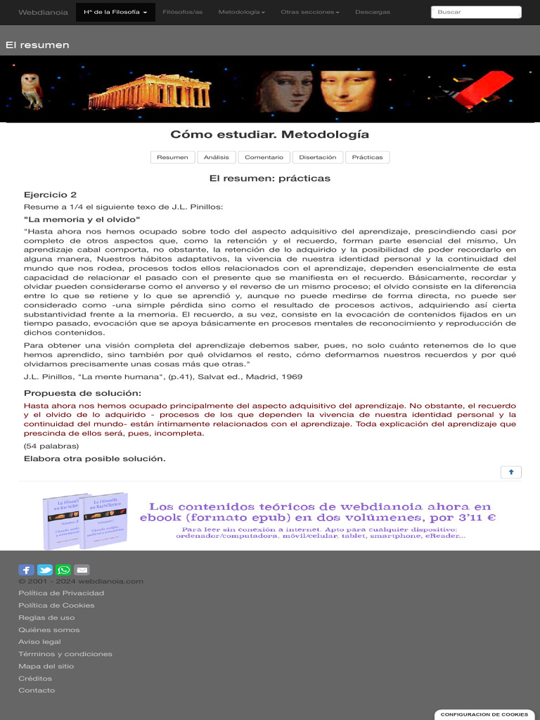 Resumen de Un Texto Filosófico. La Memoria y El Olvido | PDF ...