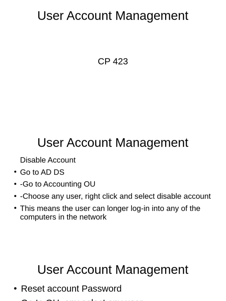 User Account Management and GPO Guide | PDF | Group Policy ...